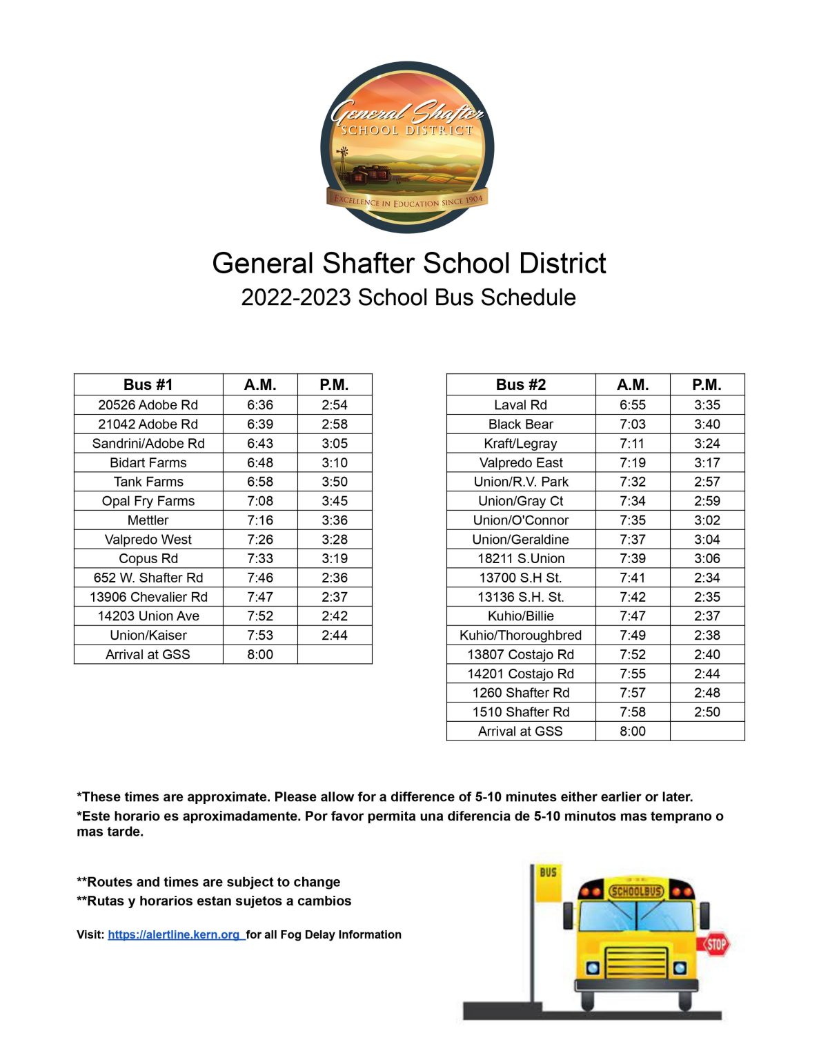 Transportation - General Shafter School District